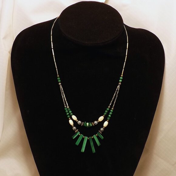 Jewelry | Native American Double Strand Malachite Silver 90 19 Necklace ...